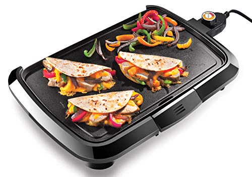 Chefman Electric Griddle, Fully Immersible and Dishwasher Safe Features, Adjustable Temperature Control Allows for Versatile Cooking and Removable Slide-out Drip Tray for Easy Cleaning, Black