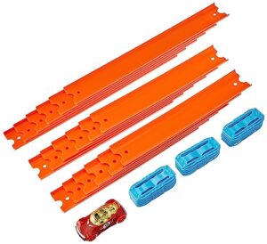 hot wheels track builder straight track set, 37 component parts & 1:64 scale toy car