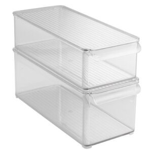 iDesign Plastic Refrigerator and Freezer Storage Bin with Lid, BPA-Free Organizer for Kitchen, Garage, Basement, 6" x 6" x 14.5", Clear