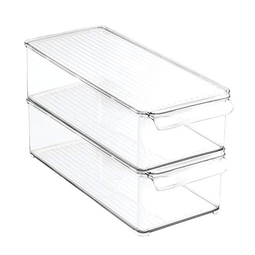 iDesign Plastic Refrigerator and Freezer Storage Bin with Lid, BPA-Free Organizer for Kitchen, Garage, Basement, 6" x 6" x 14.5", Clear