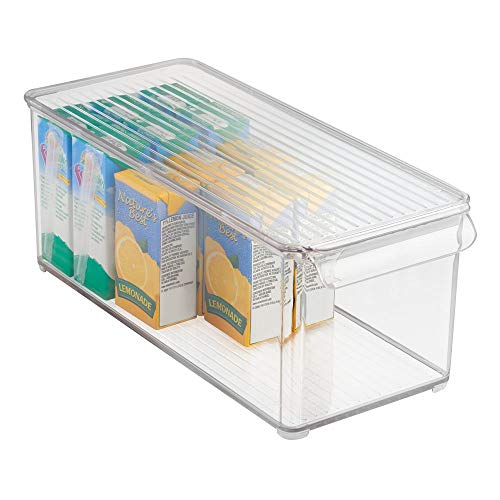 iDesign Plastic Refrigerator and Freezer Storage Bin with Lid, BPA-Free Organizer for Kitchen, Garage, Basement, 6" x 6" x 14.5", Clear