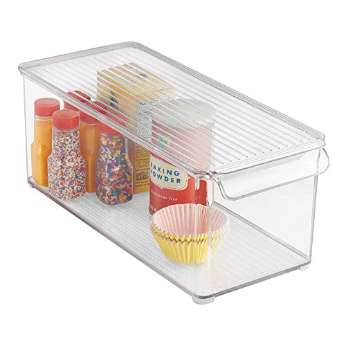 iDesign Plastic Refrigerator and Freezer Storage Bin with Lid, BPA-Free Organizer for Kitchen, Garage, Basement, 6" x 6" x 14.5", Clear