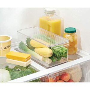 iDesign Plastic Refrigerator and Freezer Storage Bin with Lid, BPA-Free Organizer for Kitchen, Garage, Basement, 6" x 6" x 14.5", Clear