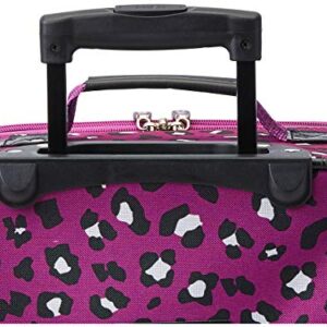 Rockland Fashion Softside Upright Luggage Set, Expandable,Telescopic Handle,Wheel, Purple Leopard, 2-Piece (14/19)