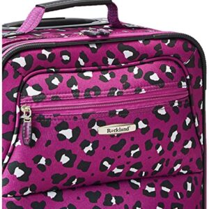 Rockland Fashion Softside Upright Luggage Set, Expandable,Telescopic Handle,Wheel, Purple Leopard, 2-Piece (14/19)