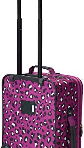 Rockland Fashion Softside Upright Luggage Set, Expandable,Telescopic Handle,Wheel, Purple Leopard, 2-Piece (14/19)