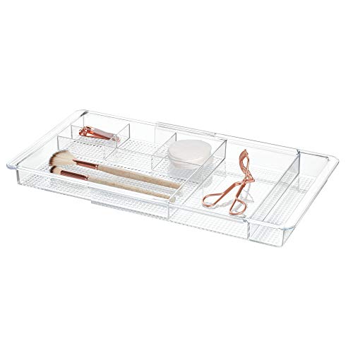 iDesign Expandable Vanity Drawer Organizer, The Clarity Collection – 11.25” to 18.5”, Clear