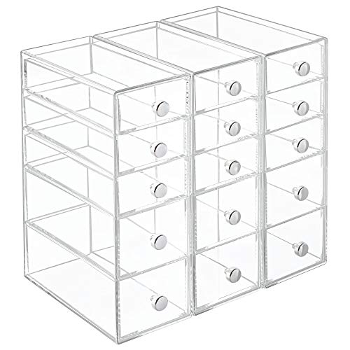 iDesign Clarity Plastic Cosmetic 5-Drawer Organizer, Jewelry Countertop Organization for Vanity, Bathroom, Bedroom, Desk, Office, 3.25" x 7" x 9.75", Clear