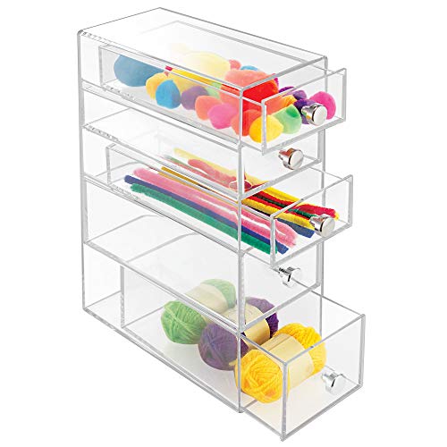 iDesign Clarity Plastic Cosmetic 5-Drawer Organizer, Jewelry Countertop Organization for Vanity, Bathroom, Bedroom, Desk, Office, 3.25" x 7" x 9.75", Clear