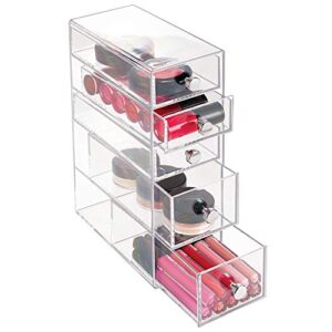 iDesign Clarity Plastic Cosmetic 5-Drawer Organizer, Jewelry Countertop Organization for Vanity, Bathroom, Bedroom, Desk, Office, 3.25" x 7" x 9.75", Clear