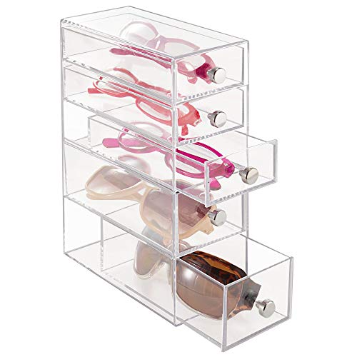 iDesign Clarity Plastic Cosmetic 5-Drawer Organizer, Jewelry Countertop Organization for Vanity, Bathroom, Bedroom, Desk, Office, 3.25" x 7" x 9.75", Clear