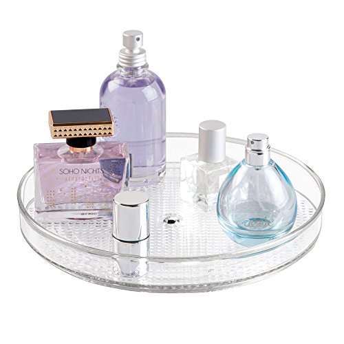 iDesign Clarity Lazy Susan Turntable Cosmetic Organizer for Vanity Cabinet, Bathroom, Kitchen Countertop to Hold Makeup, Beauty Products, 9" x 9" x 1.75" - Clear