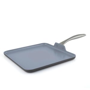 greenpan lima hard anodized healthy ceramic nonstick 11" griddle pan, pfas-free, oven safe, gray