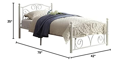 Homelegance Pallina Metal Platform Bed, Twin, White