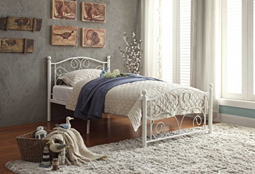 Homelegance Pallina Metal Platform Bed, Twin, White