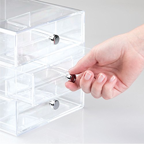 iDesign Plastic Divided 3-Drawer Vanity & Countertop Organizer – 7" x 6.5" x 6.5”, Clear