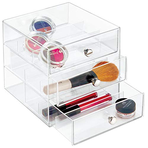 iDesign Plastic Divided 3-Drawer Vanity & Countertop Organizer – 7" x 6.5" x 6.5”, Clear