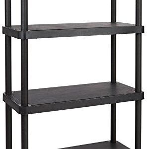 Keter 16 in. 4-Tier Plastic Freestanding Shelving Unit, Black, 16 Inch