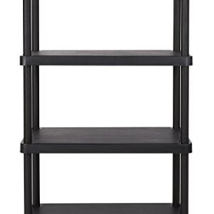 Keter 16 in. 4-Tier Plastic Freestanding Shelving Unit, Black, 16 Inch