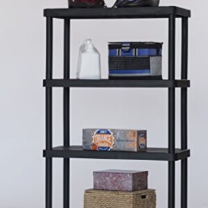 Keter 16 in. 4-Tier Plastic Freestanding Shelving Unit, Black, 16 Inch