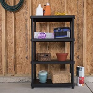 Keter 16 in. 4-Tier Plastic Freestanding Shelving Unit, Black, 16 Inch