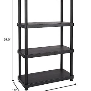 Keter 16 in. 4-Tier Plastic Freestanding Shelving Unit, Black, 16 Inch