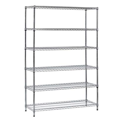 Muscle Rack WS481872-Z Steel Shelving Unit, 6 Shelf, 48" Width, 72" Height, 18" Depth, Zinc