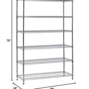 Muscle Rack WS481872-Z Steel Shelving Unit, 6 Shelf, 48" Width, 72" Height, 18" Depth, Zinc