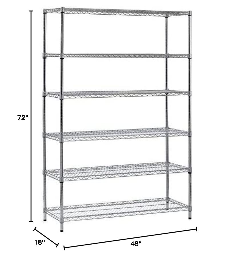 Muscle Rack WS481872-Z Steel Shelving Unit, 6 Shelf, 48" Width, 72" Height, 18" Depth, Zinc