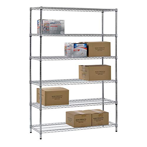 Muscle Rack WS481872-Z Steel Shelving Unit, 6 Shelf, 48" Width, 72" Height, 18" Depth, Zinc