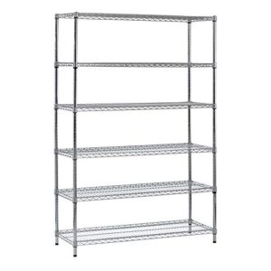 Muscle Rack WS481872-Z Steel Shelving Unit, 6 Shelf, 48" Width, 72" Height, 18" Depth, Zinc