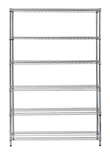 Muscle Rack WS481872-Z Steel Shelving Unit, 6 Shelf, 48" Width, 72" Height, 18" Depth, Zinc