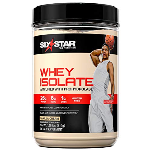 Whey Protein Isolate | Six Star 100% Whey Isolate Protein Powder | Whey Protein Powder for Muscle Gain | Post Workout Muscle Recovery + Muscle Builder | Vanilla Protein Powder (20 Servings)