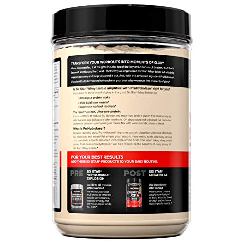 Whey Protein Isolate | Six Star 100% Whey Isolate Protein Powder | Whey Protein Powder for Muscle Gain | Post Workout Muscle Recovery + Muscle Builder | Vanilla Protein Powder (20 Servings)