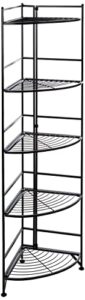 convenience concepts xtra storage 5 tier folding metal corner shelf, black