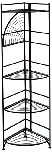 Convenience Concepts Xtra Storage 5 Tier Folding Metal Corner Shelf, Black