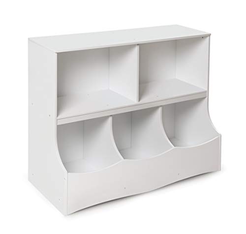 Multi-Bin Storage Organization 2 Shelf and 3 Bin Cubby Unit