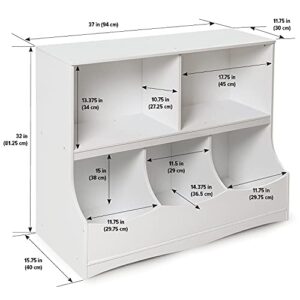 Multi-Bin Storage Organization 2 Shelf and 3 Bin Cubby Unit