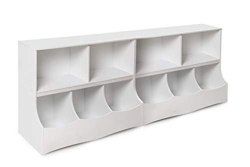 Multi-Bin Storage Organization 2 Shelf and 3 Bin Cubby Unit