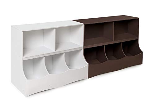 Multi-Bin Storage Organization 2 Shelf and 3 Bin Cubby Unit