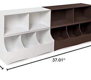 Multi-Bin Storage Organization 2 Shelf and 3 Bin Cubby Unit