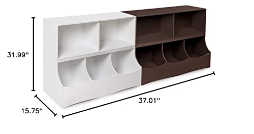 Multi-Bin Storage Organization 2 Shelf and 3 Bin Cubby Unit