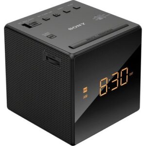 Sony Compact AM/FM Alarm Clock Radio with Easy to Read, Backlit LCD Display, Battery Back-Up, Adjustable Brightness Control, Programmable Sleep Timer, Daylights Savings Time Adjustment, Black Finish