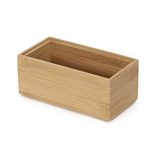 Compactor Osaka Bamboo Storage Box, Extra Small Stackable Wood Storage Box, 15 x 7.5 x H. 6.5 cm, Natural Bamboo, Brown RAN6966