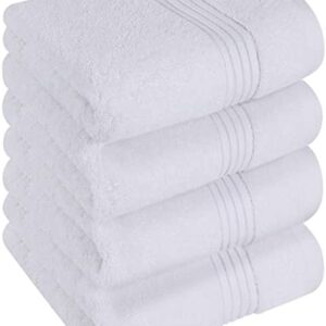 Utopia Towels - Hand Towel Set - Luxurious 600 GSM 100% Ring Spun Cotton - Quick Dry, Highly Absorbent, Soft Feel Towels, Perfect for Daily Use (Pack of 4) (16 x 28, White)