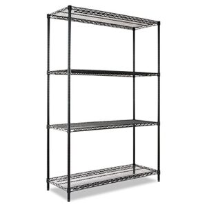 alera sw504818bl industrial heavy-duty wire shelving starter kit, 4-shelf, 48w x 18d x 72h, black