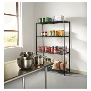 Alera SW504818BL Industrial Heavy-Duty Wire Shelving Starter Kit, 4-Shelf, 48w X 18d X 72h, Black