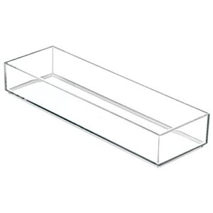 iDesign Clarity Plastic Drawer Organizer, Storage Container for Silverware, Utensils, Kitchen Gadgets in Pantry, Cabinets, Countertops, 4" x 12" x 2" - Clear