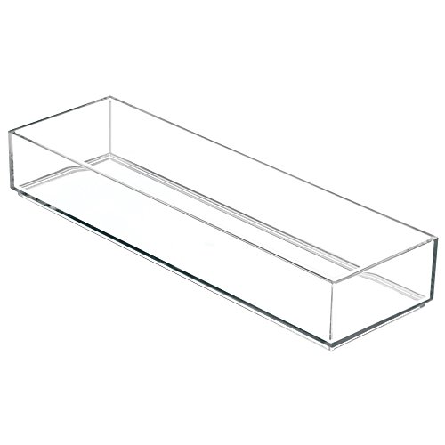 iDesign Clarity Plastic Drawer Organizer, Storage Container for Silverware, Utensils, Kitchen Gadgets in Pantry, Cabinets, Countertops, 4" x 12" x 2" - Clear