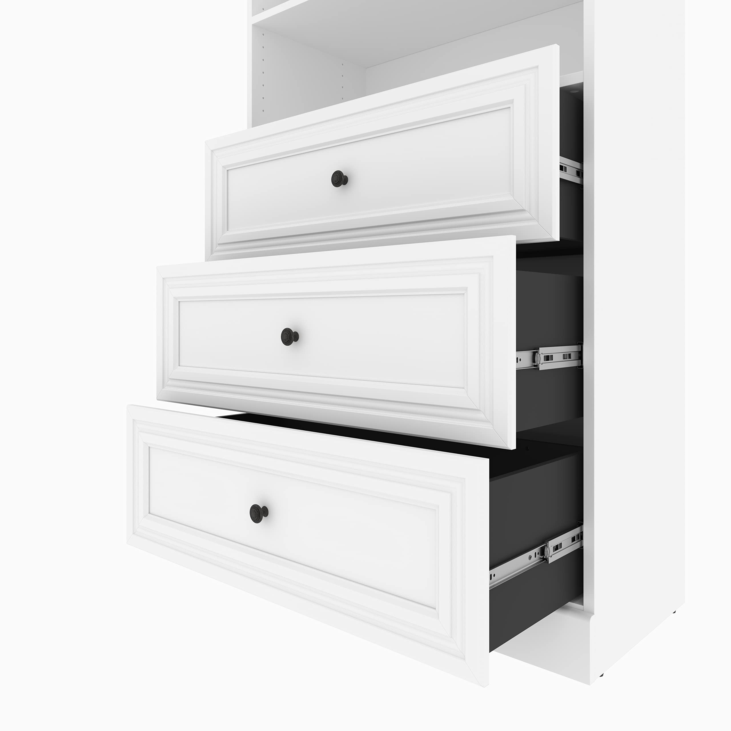 Bestar Versatile Shelving Unit with 3 Drawers, 36W, White